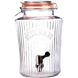 Kilner Getränkespender VINTAGE, Für gekühlte Getränke mit leichtgängigem Zapfhahn, 5 Liter, weiß