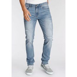 AJC Straight-Jeans mit Abriebeffekten an den Beinen, blau