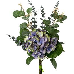 Kunstblumenstrauß Hortensien-Mix-Bouquet Bouquet, Creativ green, Höhe 56 cm, blau