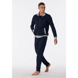 Schiesser Hausanzug "Warming Nightwear" (Set, 2 tlg) Zipper-Jacke in sportlicher Passform, blau