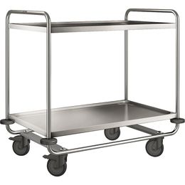 B.PRO BLANCO Edelstahl-Servierwagen, mit 2 Etagen, 200 kg Traglast, LxBxH 1100 x 700 x 1010 mm