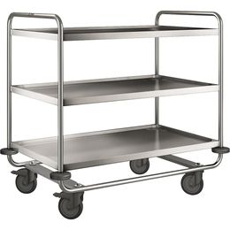 B.PRO BLANCO Edelstahl-Servierwagen, mit 3 Etagen, 200 kg Traglast, LxBxH 1100 x 700 x 1010 mm