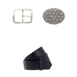 Vanzetti Ledergürtel (Set) mit auswechselbaren Schließen, schwarz