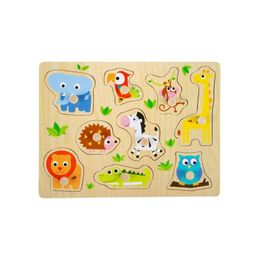 Small Foot - Wooden Stud Puzzle Zoo 9pcs. Holz