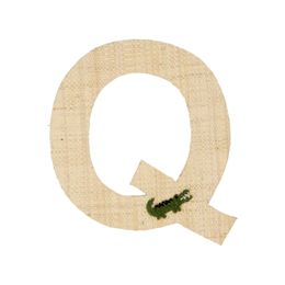 Rice Raffia Buchstaben Sticker, Q, Krokodil