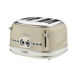 Ariete Vintage 4-Schlitz-Toaster 156 beige, 1.600 Watt, für 4 Scheiben Toast Leistung: 1.630 Watt Kapazität: 4 Scheiben Toast Funktionen: Auftauen, Aufwärmen, Stopp-Taste Ausstattung: Brotzentrierung, Krümelschublade