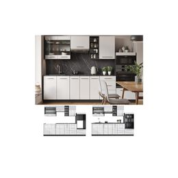 VICCO Küchenzeile Küchenblock Einbauküche 280cm Fame-Line Weiß Hochglanz
