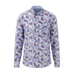 Fynch-Hatton Leinenhemd mit floralem Muster, extralang