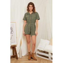 Rodier Lin Leinen-Jumpsuit in Oliv - XL/XXL