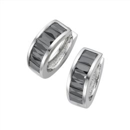 Giorgio Martello MILANO Paar Creolen mit schwarzen Zirkonia, Silber 925