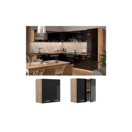 VICCO H&auml;ngeschrank K&uuml;chenschrank R-Line Solid Eiche Schwarz 60 cm modern