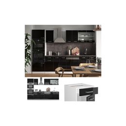 VICCO K&uuml;chenzeile R-Line Solid Wei&szlig; Schwarz 300 cm Arbeitsplatte modern K&uuml;chenschr&auml;nke K&uuml;chenm&ouml;bel