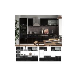 VICCO K&uuml;chenzeile R-Line Solid Wei&szlig; Schwarz 300 cm modern K&uuml;chenschr&auml;nke K&uuml;chenm&ouml;bel