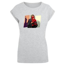 Merchcode T-Shirt Damen Laides Grand Red Girl Extended Shoulder Tee (1-tlg), grau, XS, heathergrey