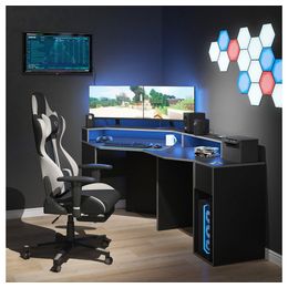 VICCO Computertisch Gamingtisch Set 6 KRON Schwarz Grau