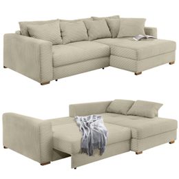 luma-home Ecksofa 15154, Dauerschläfer mit Bettkasten 288x186 cm