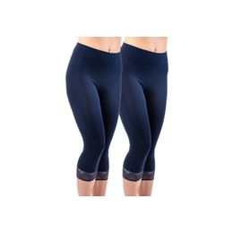 Hermko Caprileggings 5722 2er Pack Damen 3/4-Leggings mit Spitze