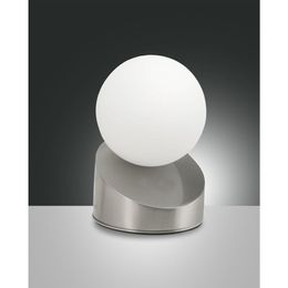 Fabas Luce Tischleuchte Glas GRAVITY 5W LED 450lm warmweiß 3-Stufen-Touchdimmer - Nickel satiniert EEK E [A-G]