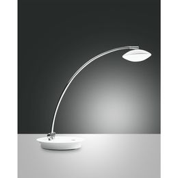 Fabas Luce Kugelgelenk Tischleuchte HALE 8W 700lm warmweiß 3-Stufen-Touchdimmer - weiß chrom EEK E [A-G]