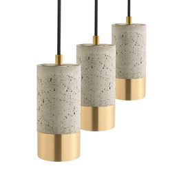 Sigor Pendelleuchte CONCRETE hell 3flg. goldfarben GU10 Kabellänge 1900mm Sockeldurchm. 80mm 3,8kg