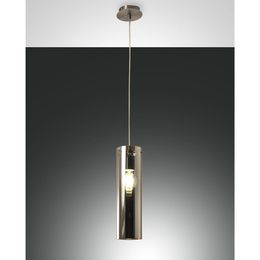 Fabas Luce Moderne Retro Pendelleuchte SINTESI 1-flammig E27 fumè mit hochwertigem Röhrenglas