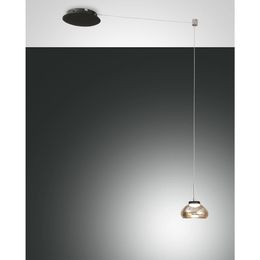 Glas Pendelleuchte Fabas Luce Arabella amber 8W LED Einzelpendel mit Umlenkung EEK E [A-G]