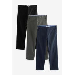 next Chinohose Straight Fit Chinohose mit Stretch im 3er-Pack (3-tlg)