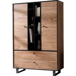 Highboard FORTE Sideboards Gr. B/H/T: 104,9 cm x 157 cm x 42 cm, 2, schwarz (eiche, schwarz) Highboards