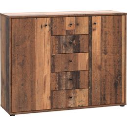 Kommode FORTE "Tempra" Sideboards Gr. B/H/T: 108,8 cm x 85,5 cm x 34,8 cm, 5, braun (old wood vintage) Kommode