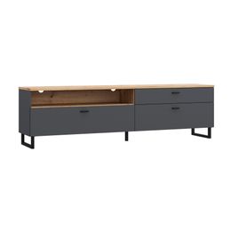 TV-Schrank FORTE Schränke Gr. B/H/T: 205,1 cm x 57,7 cm x 41,3 cm, grau (artisan eiche, uni wolfram grau) TV-Sideboards