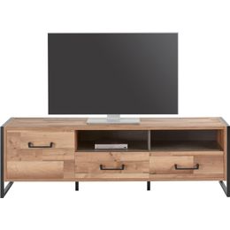 Lowboard FORTE "HUD TV - Schrank" Sideboards Gr. B/H/T: 168,8 cm x 52,4 cm x 41,5 cm, 2, grau (betonoptik dunkelgrau, stabeiche) Lowboards