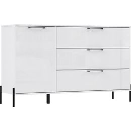 Kommode FORTE Sideboards Gr. B/H/T: 134,8 cm x 82,6 cm x 41,5 cm, 3, weiß (weiß, hochglanz) Kommode