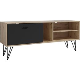 TV-Bank FORTE "Neyle" Sideboards Gr. B/H/T: 137,8 cm x 58 cm x 41,5 cm, schwarz (artisan eiche, schwarz) TV-Sideboards