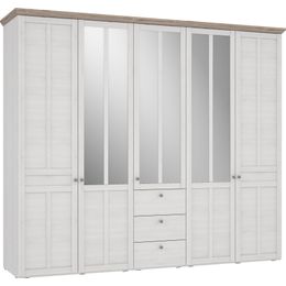 Kleiderschrank FORTE "Iloppa" Schränke Gr. B/H/T: 254,4 cm x 216,6 cm x 62,1 cm, 5 St., braun (schnee eiche, nelson eiche) Kleiderschrank Drehtürenschrank Drehtürenschränke