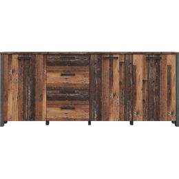 Sideboard FORTE "Clif" Sideboards Gr. B/H/T: 206,1 cm x 86,3 cm x 41,6 cm, 4, grau (old wood vintage, betonoptik dunkel grau) Sideboards