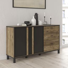 Sideboard FORTE "Hayato" Sideboards Gr. B/H/T: 154,5 cm x 85,2 cm x 42 cm, 3, beige (schwarz, alpine kiefer) Sideboards