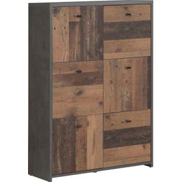 Kommode FORTE "CHEST" Sideboards Gr. B/H/T: 77,2 cm x 112,7 cm x 29,6 cm, Türanschlag wählbar, Schubkästen auf Metallauszügen, 6, grau (betonoptik, old, wood vintage) Kommode Sideboards