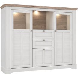 Highboard FORTE "Iloppa" Sideboards Gr. B/H/T: 165 cm x 136,1 cm x 44,3 cm, 2, braun (schnee eiche, nelson eiche) Highboards