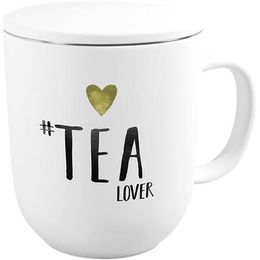 PPD Teetasse "Tea Lover", Deckel und Sieb, weiß