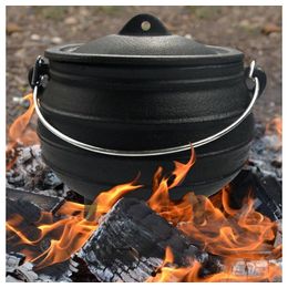 Melko Feuertopf Kochkessel Potjie Dutch Oven aus Gusseisen Outdoorküche Schmortopf Suppentopf Feuertopf Grilltopf BBQ Gulaschkessel Asiatisches Fondue BBQ Kochtopf