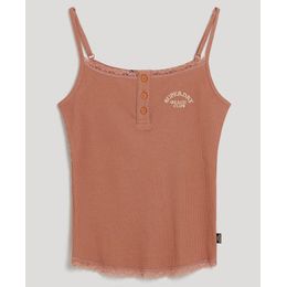 Superdry Spitzentop ESSENTIAL BUTTON DOWN CAMI Mocha Mousse Brown