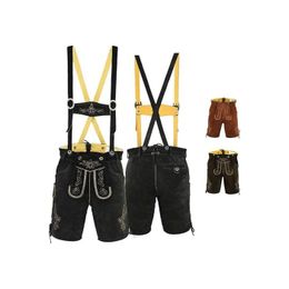 German Wear Trachtenlederhose GW720 kurze trachtenhose Trachten Lederhose mit Hosenträgern