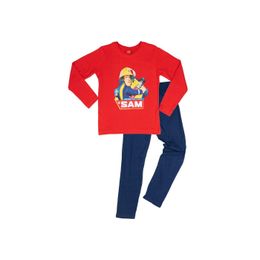 United Labels® Schlafanzug Feuerwehrmann Sam Schlafanzug für Jungen Hose Rot/Blau