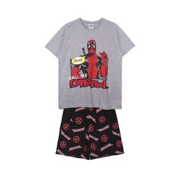 MARVEL Schlafanzug MARVEL Deadpool Herren kurzarm Pyjama Shirt Shorts Gr. S bis XXL