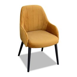 JVmoebel Stuhl Design Textil Luxus Lehnstuhl Stuhl mit Armlehne Esszimmerstuhl Braun (1 St)