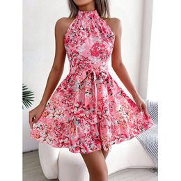 BlauWave Druckkleid Sommer-Blumen-Freizeitkleid