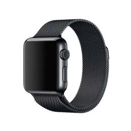 ENGELSINN Smartwatch-Armband für Apple Watch Metallarmband Edelstahl magnetisch Mesh Schwarz