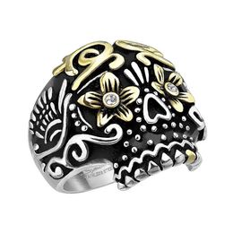 Taffstyle Fingerring Herren Biker Ring Totenkopf Dia De Los Muertos