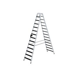Proregal® Stehleiter Stufen-Stehleiter beidseitig begehbar mit clip-step relax 2x14 Stufen