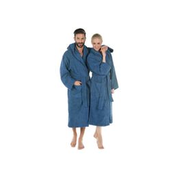 CelinaTex Bademantel Saunamantel Frottee Kapuze Damen und Herren Montana M blau